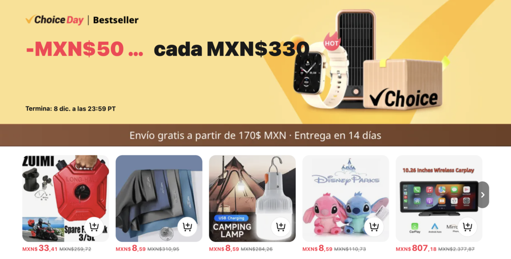 El Choice Day llega a AliExpress con hasta 150 pesos de bonificación y ...