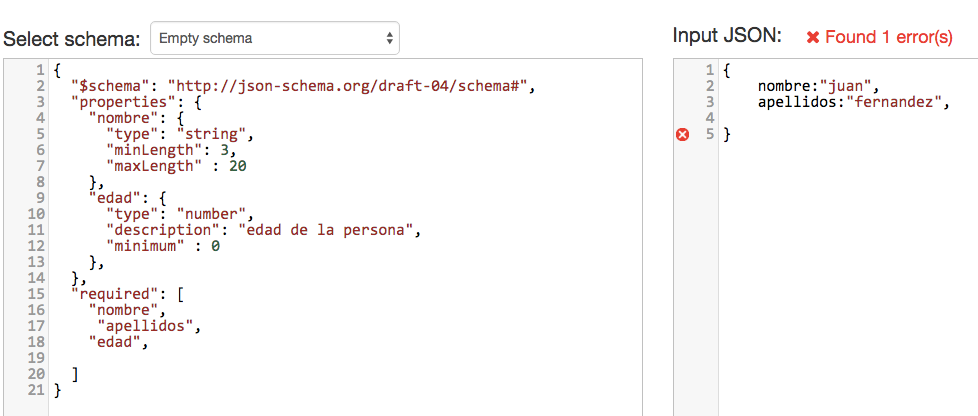 Utilizando JSON Schema
