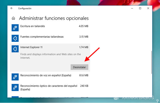 Cómo desinstalar Internet Explorer en Windows 10