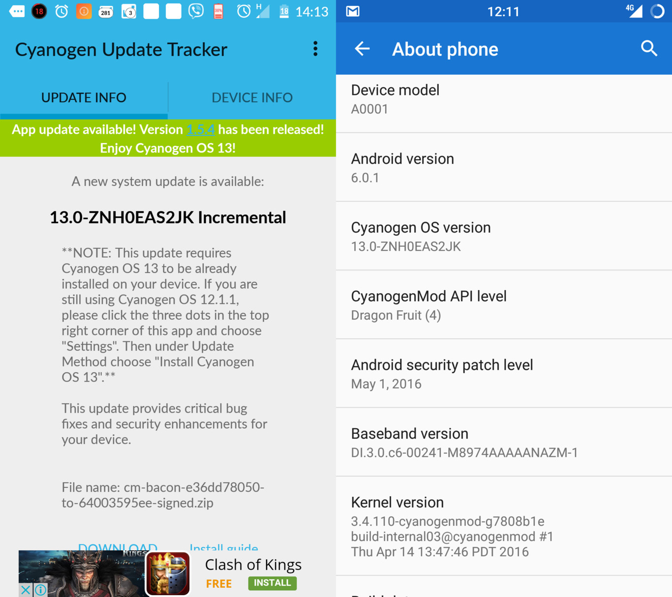 Cyanogen OS 13 estable ya disponible para el OnePlus One