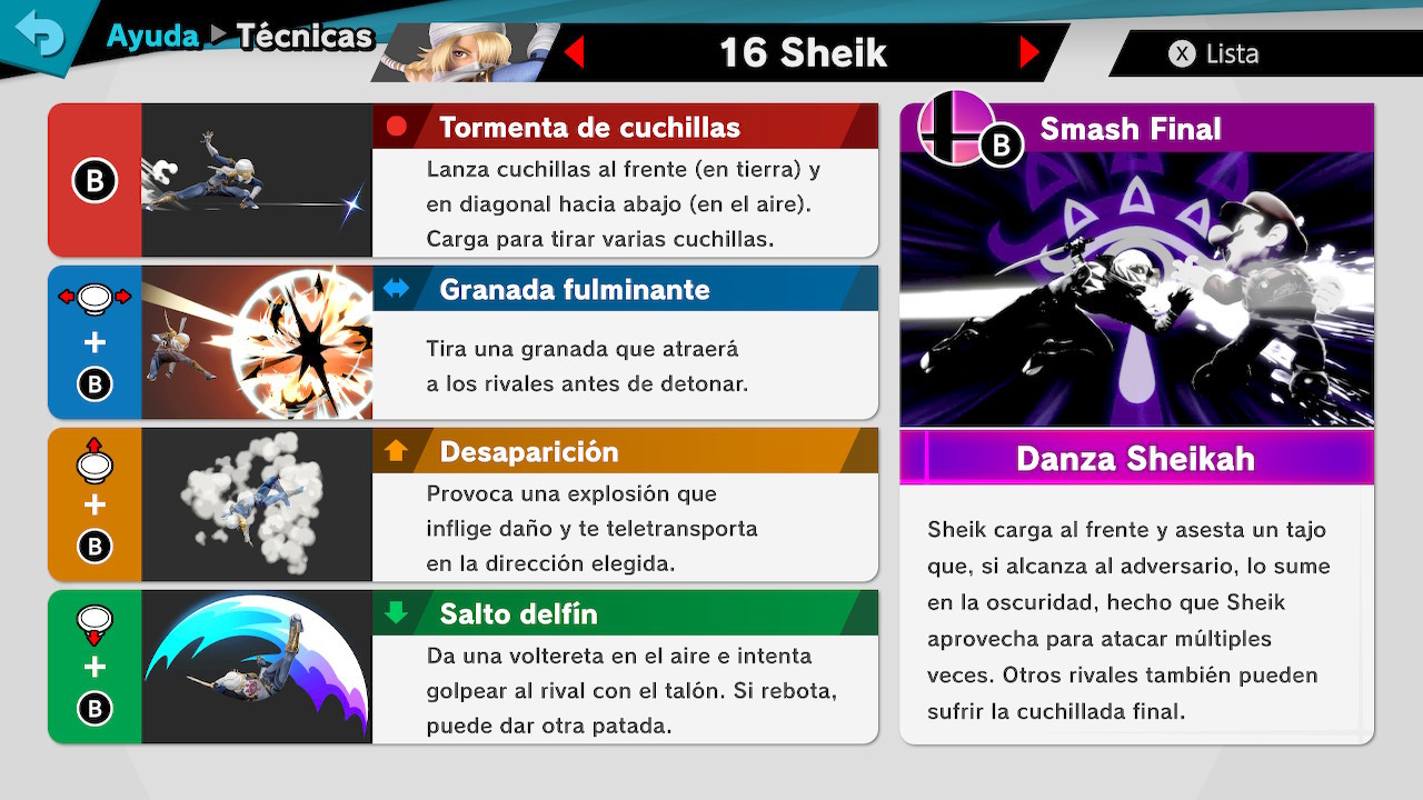 Trucos Super Smash Bros. Ultimate. Sheik: todos los movimientos y trucos