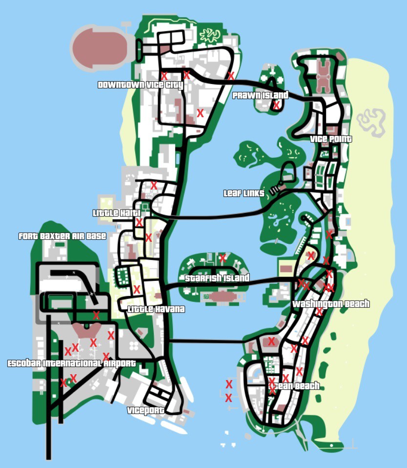 Localización de todos los saltos únicos en GTA Vice City y sus ...