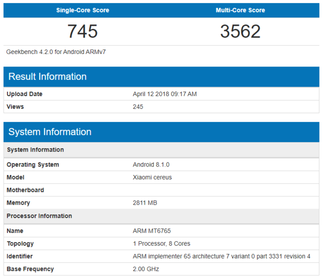Un nuevo MediaTek MT6765 aparece a bordo del Xiaomi Cereus, posible Redmi 5X