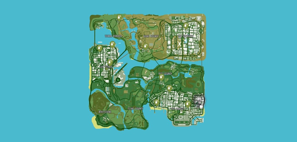 Mapa interactivo de GTA San Andreas, ubicación de todos los coches ...