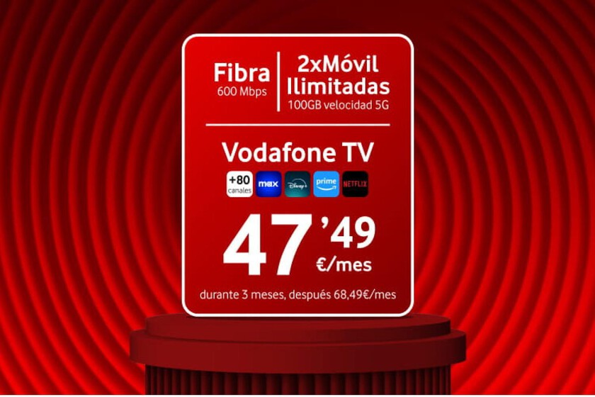 Vodafone estrena tarifa con fibra, dos líneas móviles y televisión con Netflix, Disney+, Max y ...
