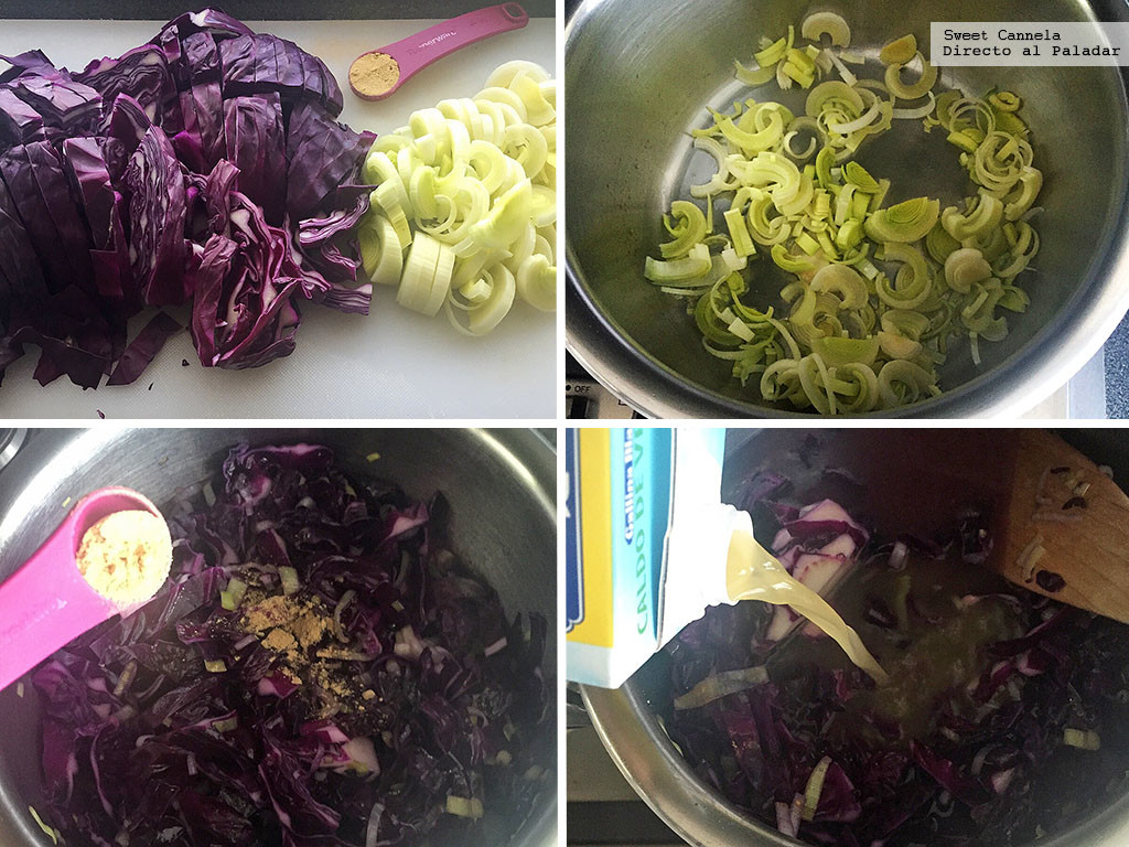 Sopa de col morada. Receta