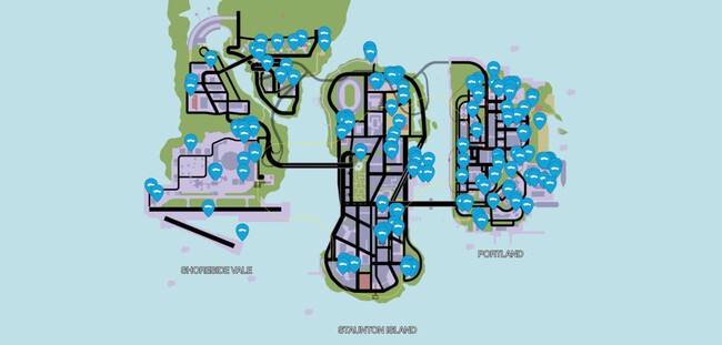 Mapa interactivo de GTA III | Ubicación de todos los coches ...