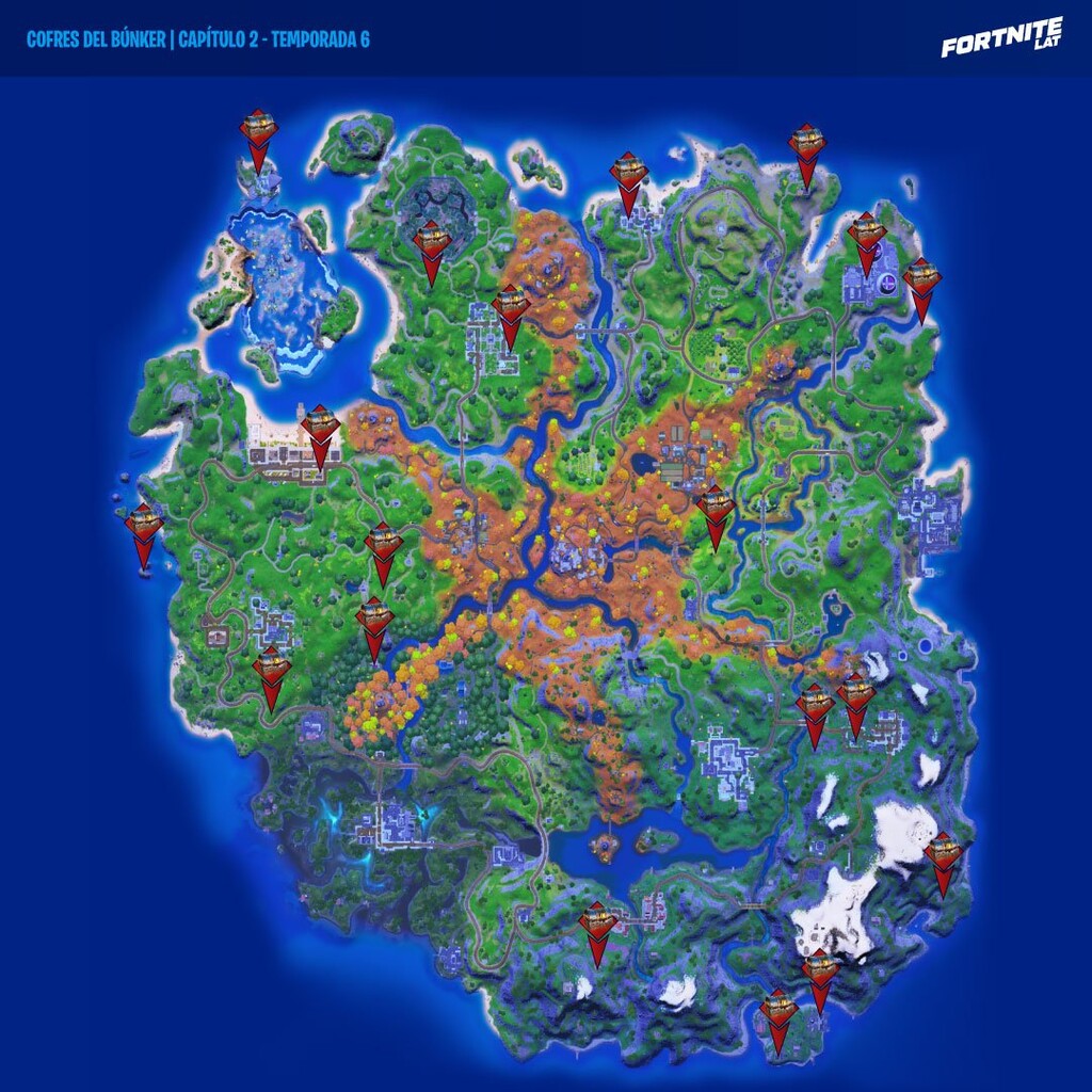Fortnite Temporada 6: mapa con todos los cofres del búnker, cómo ...