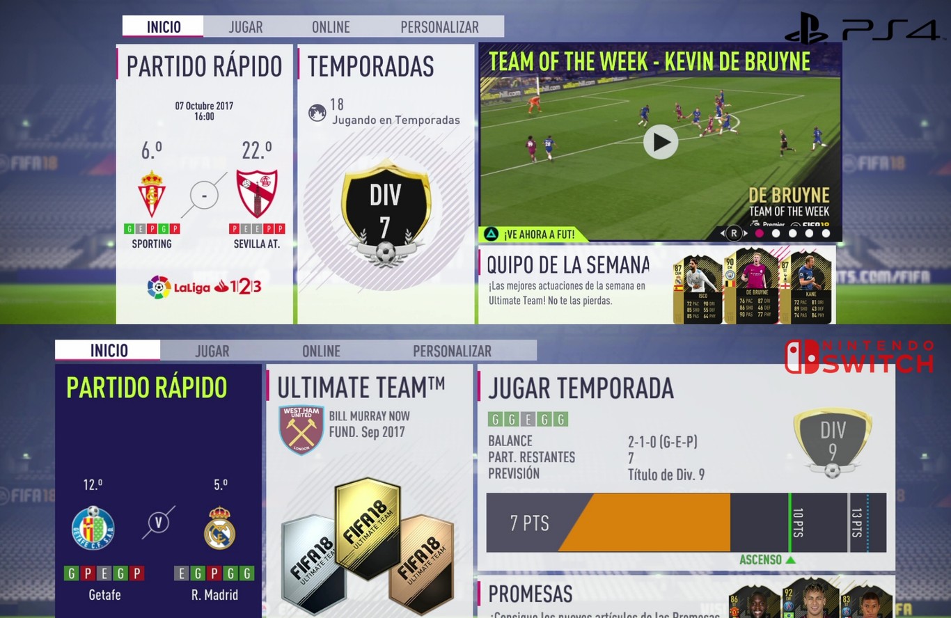'FIFA 18' para PS4 contra 'FIFA 18' para Switch: éstas son las diferencias