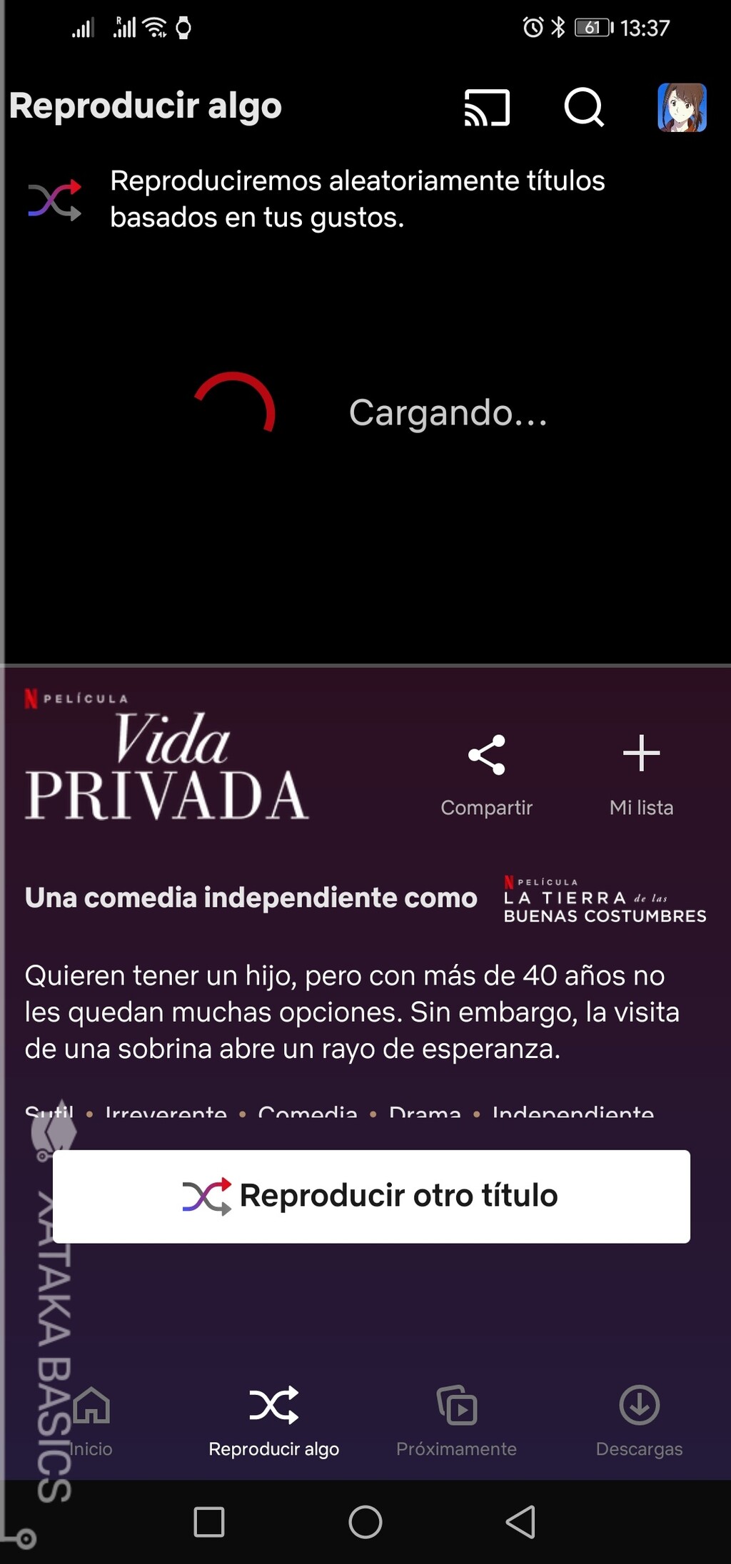 Qué es y cómo usar el botó Reproducir algo de la app de Netflix de tu móvil