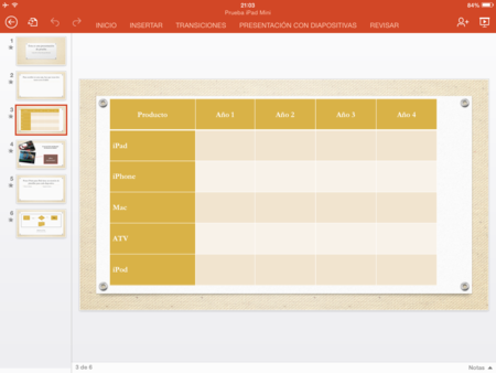 Así es PowerPoint para iPad