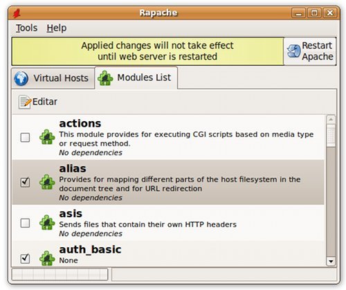 Rapache 0.5, la herramienta gráfica de configuración de Apache