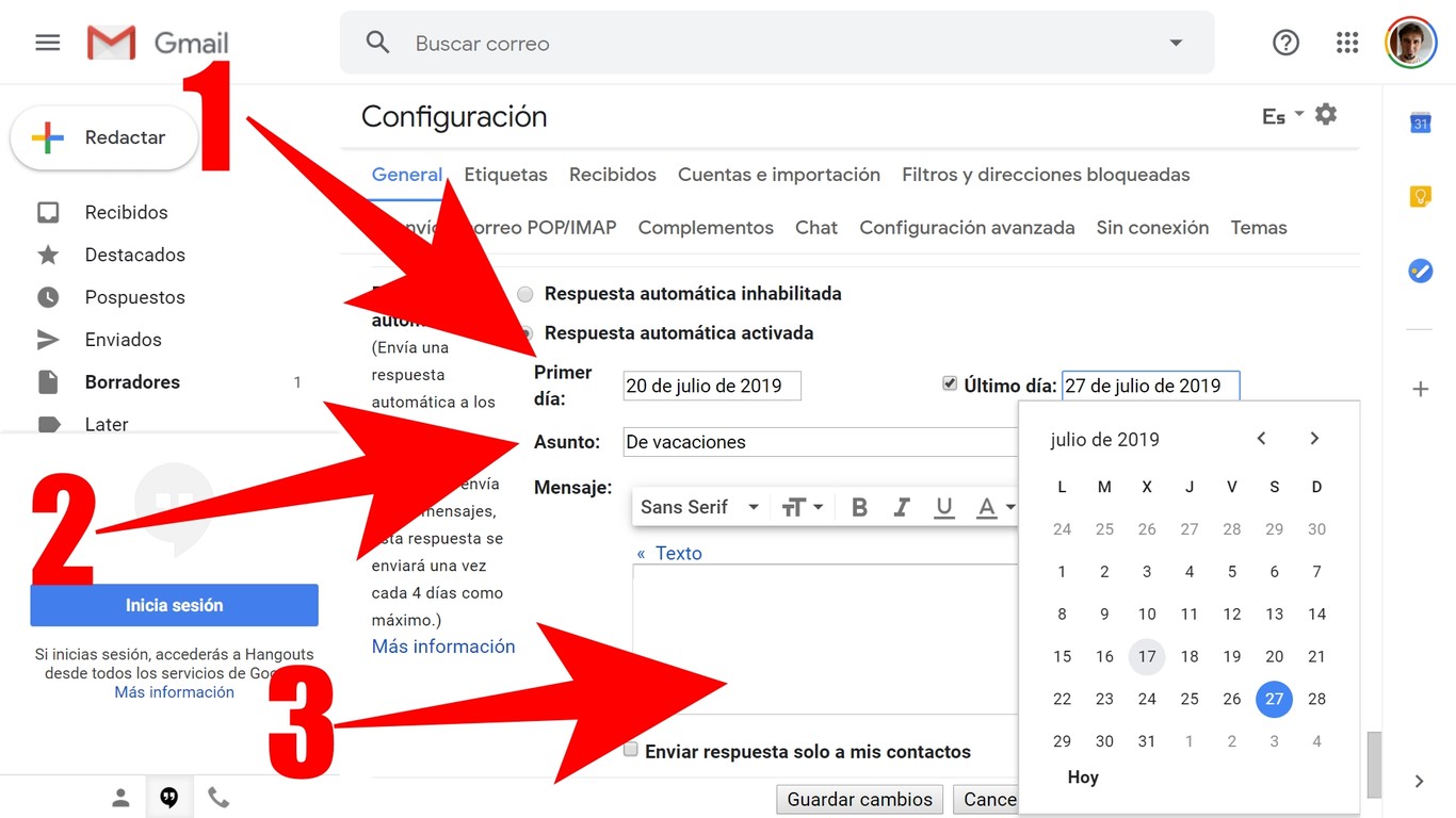 Gmail: cómo configurar las respuestas automáticas