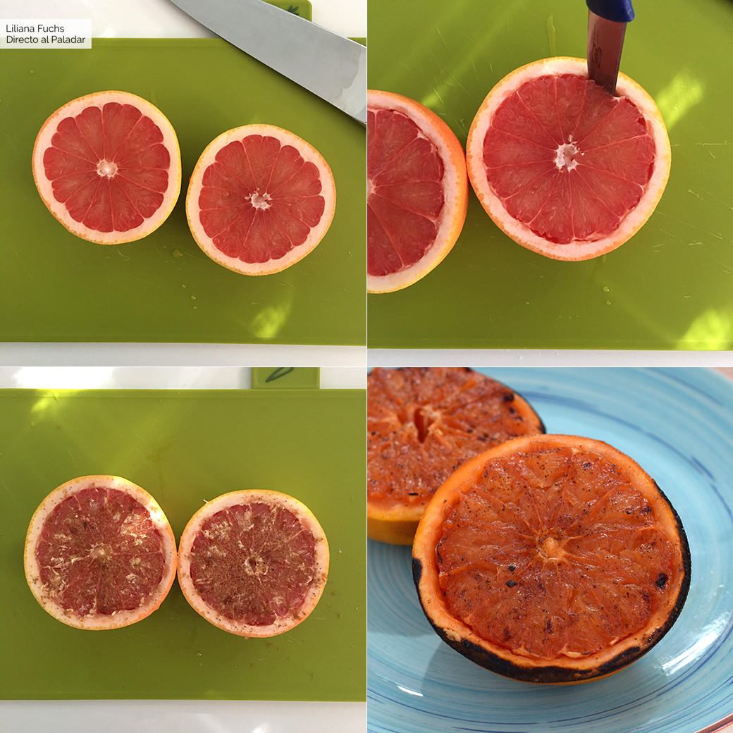 Pomelo gratinado con canela. Receta de postre fácil y sencilla