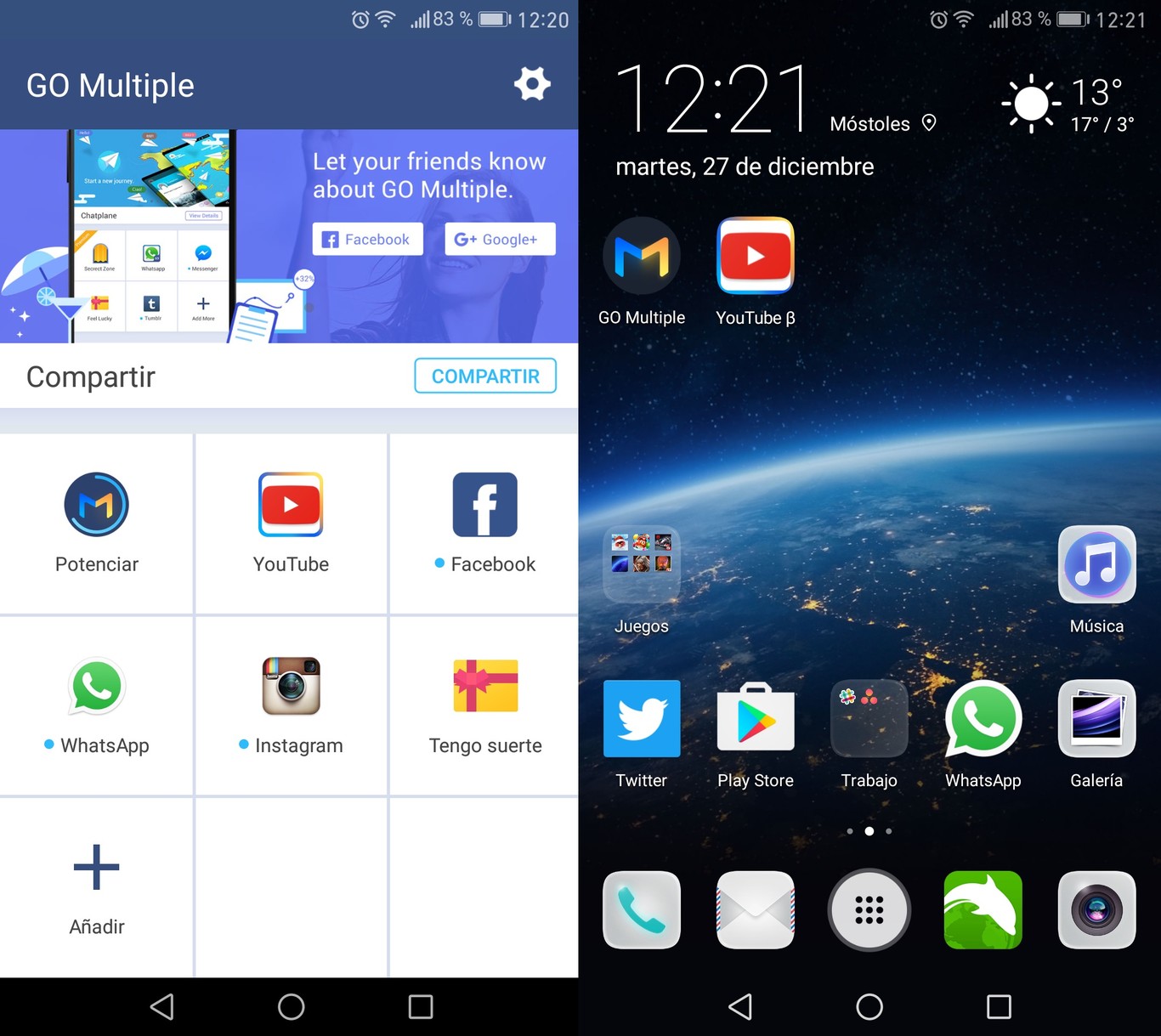 Cómo tener dos veces la misma aplicación en Android para usarla con cuentas distintas a la vez