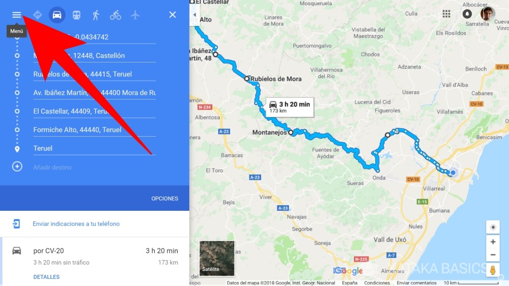 Como hacer una ruta en Google Maps con varias paradas y compartirla después