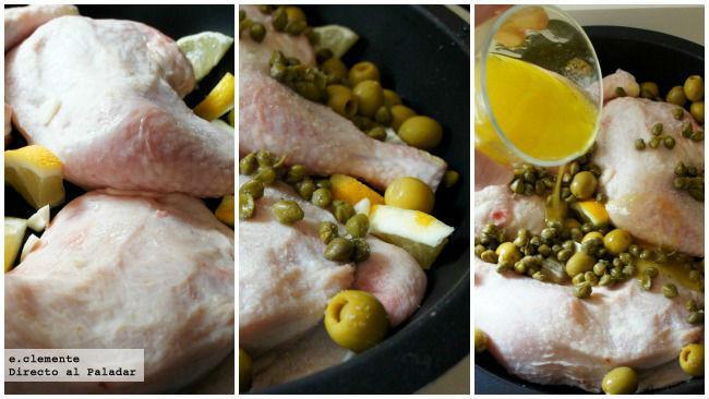 Pollo asado con aceitunas verdes y alcaparras. Receta de cocina fácil ...