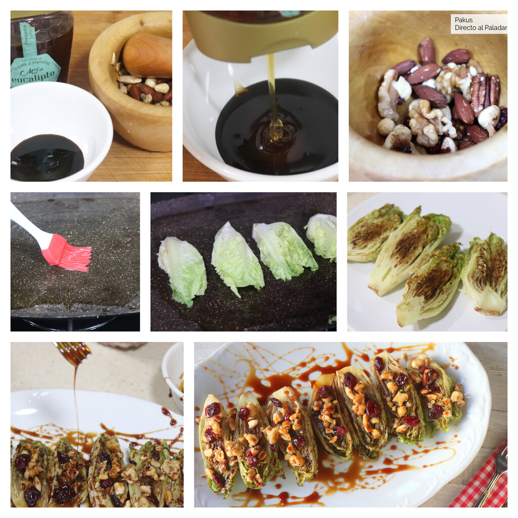 Cogollos de lechuga a la plancha con vinagreta de frutos secos, soja y ...