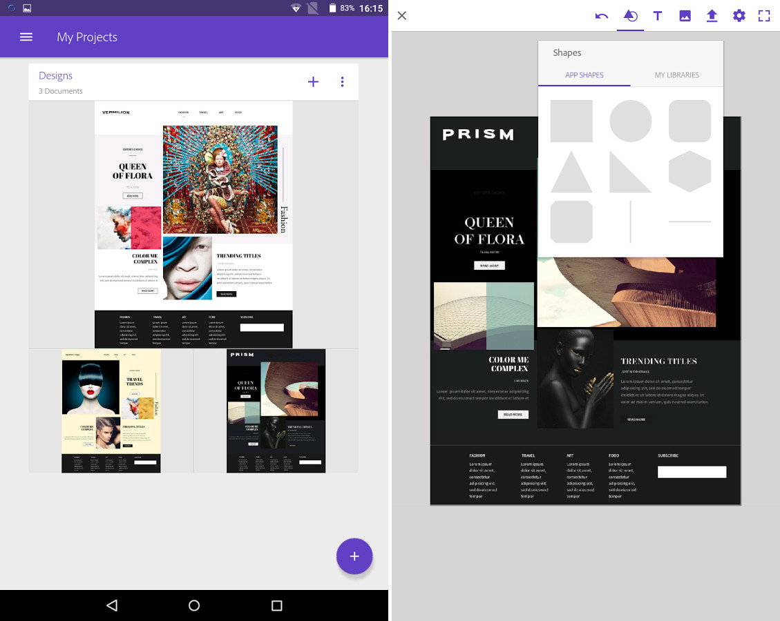 Adobe Photoshop Sketch y Adobe Comp CC para Android