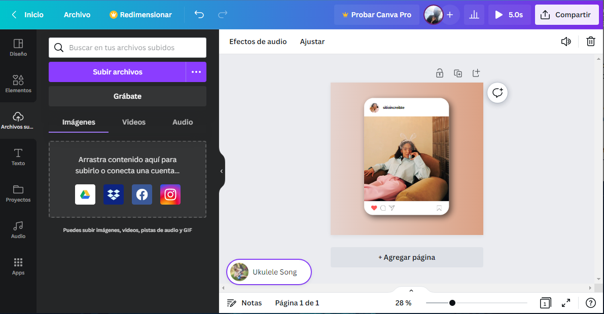 Cómo poner música en Canva desde la PC y la aplicación para smartphones
