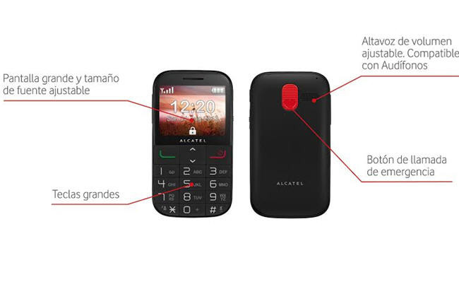 Vodafone lanza el Alcatel 20.00, un móvil orientado a la tercera edad