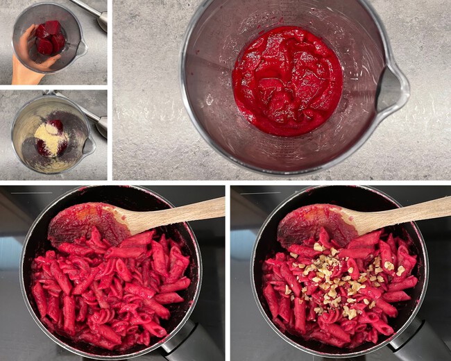Pasta con salsa rosa de remolacha, una receta que estalla de color e ...