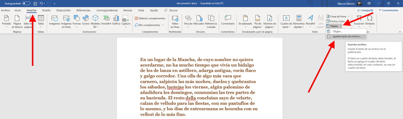 Cómo combinar varios documentos de Word en uno solo
