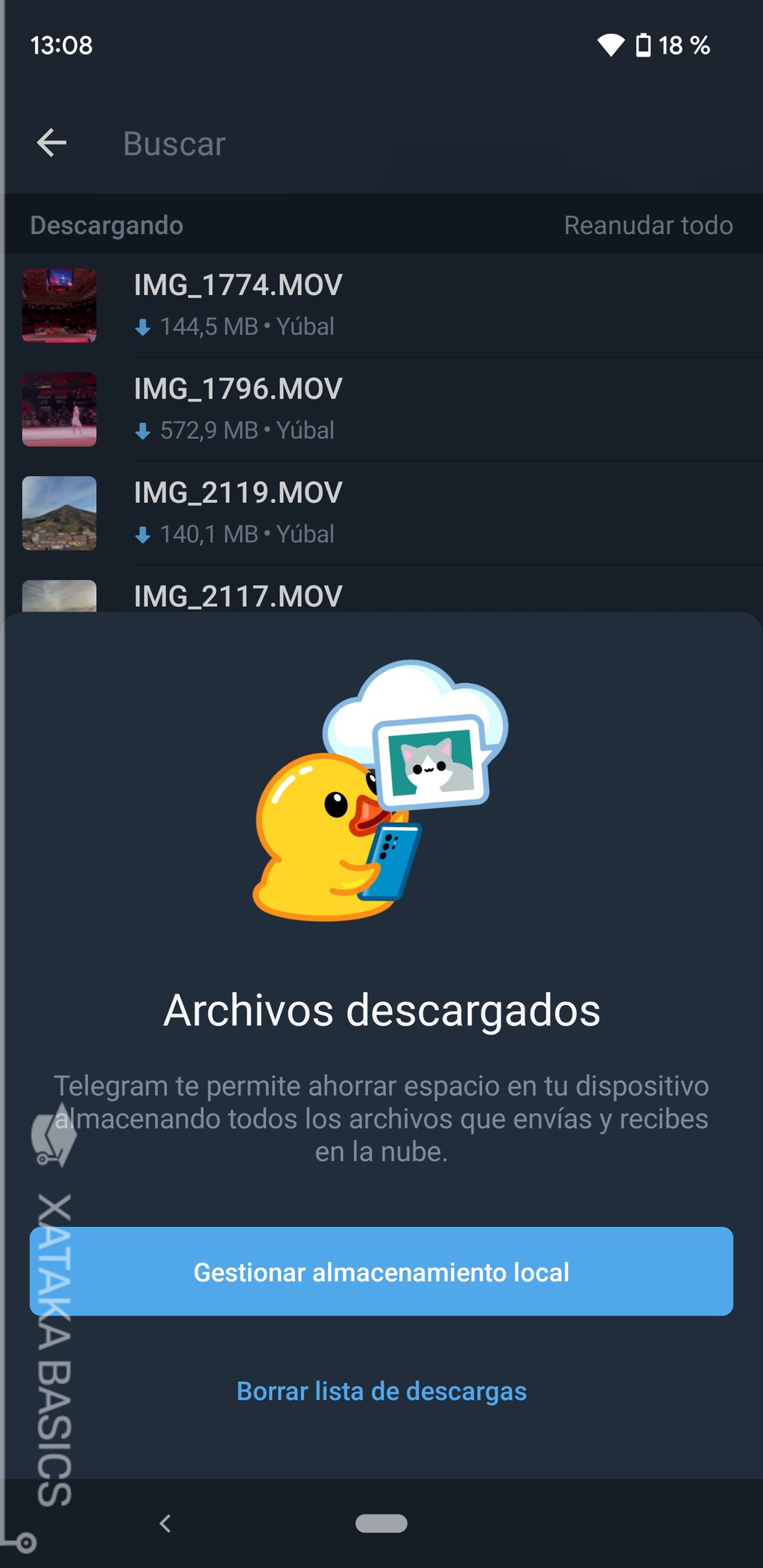 Cómo usar el gestor de descargas de Telegram