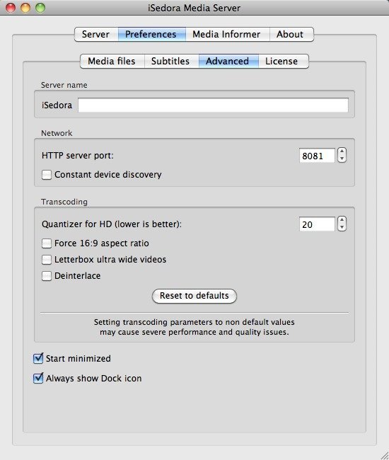 iSedora, un programa compatible DLNA para streaming y transcodificación ...