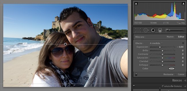 Cómo eliminar partes de un filtro graduado con Lightroom
