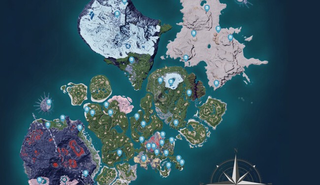 Mapa interactivo de Palworld, ubicación de todas las torres, biomas ...