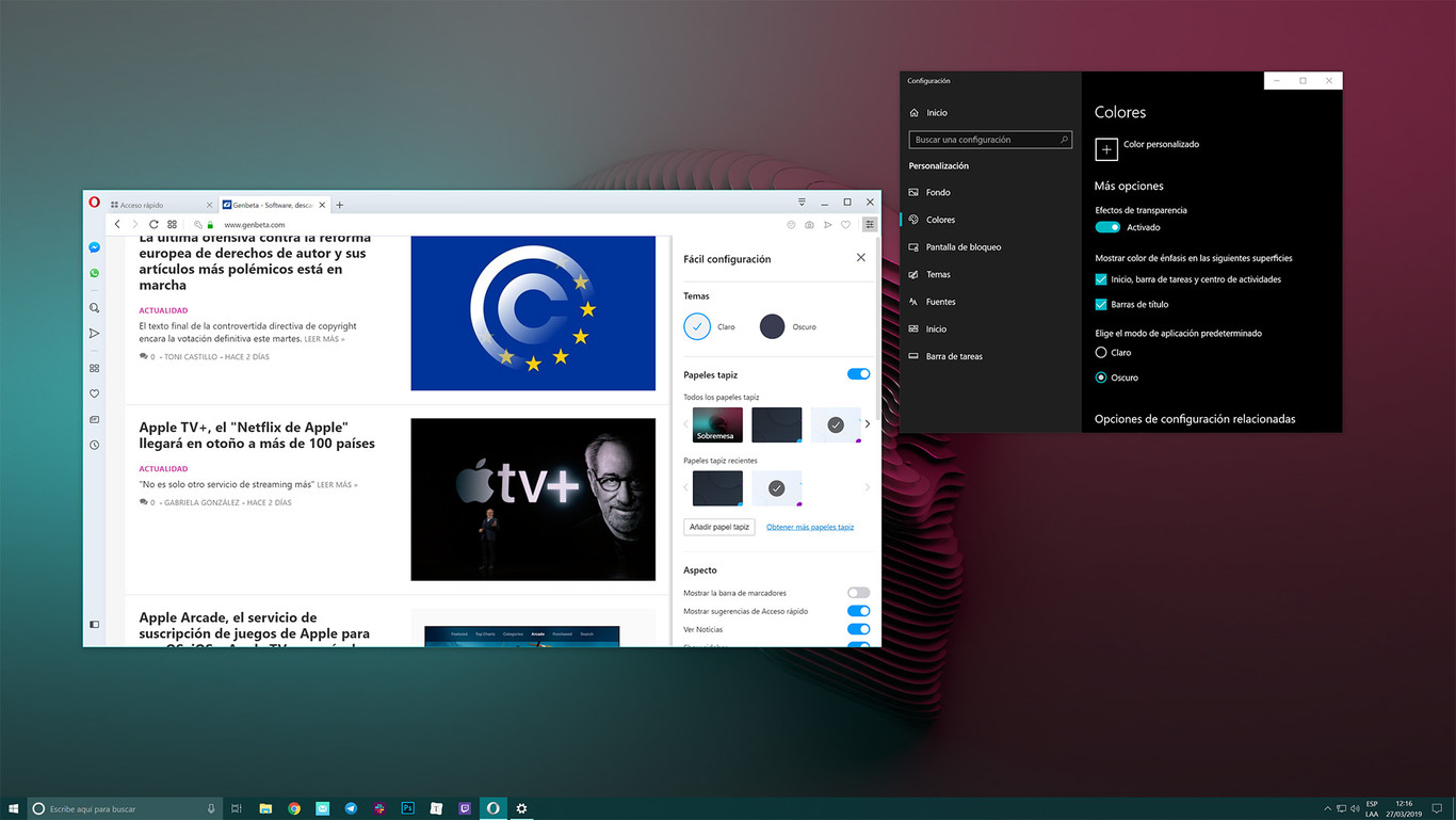 Ya puedes probar el nuevo tema oscuro de Opera integrado con Windows 10