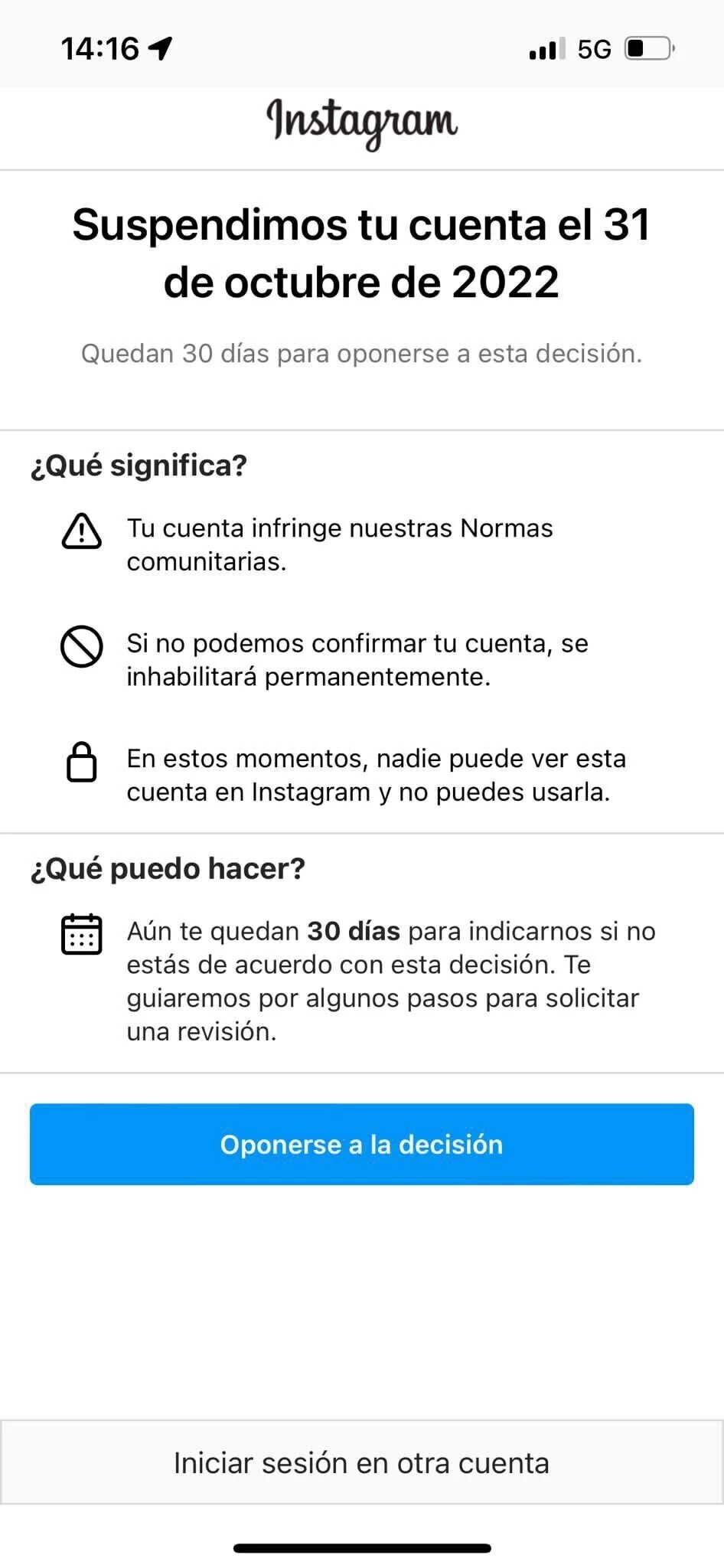 Cuenta de Instagram suspendida: por qué se ha producido y pasos a ...