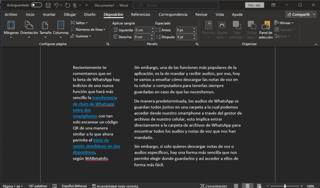 Cómo crear o poner dos columnas en Word de Microsoft Office: así puedes ...
