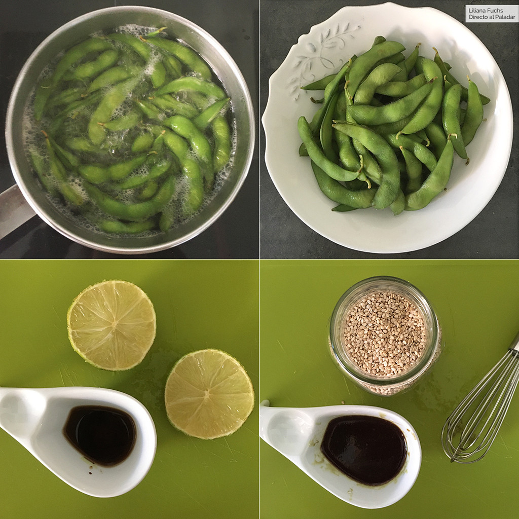 Edamames aliñados. Receta de cocina fácil, sencilla y deliciosa