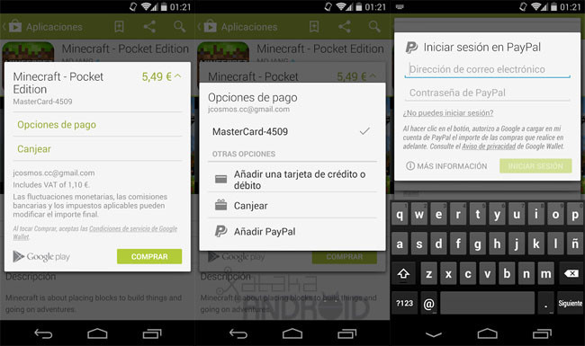 Cómo pagar con PayPal en Google Play