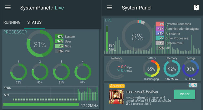 SystemPanel2 es el panel de control para Android que los usuarios ...