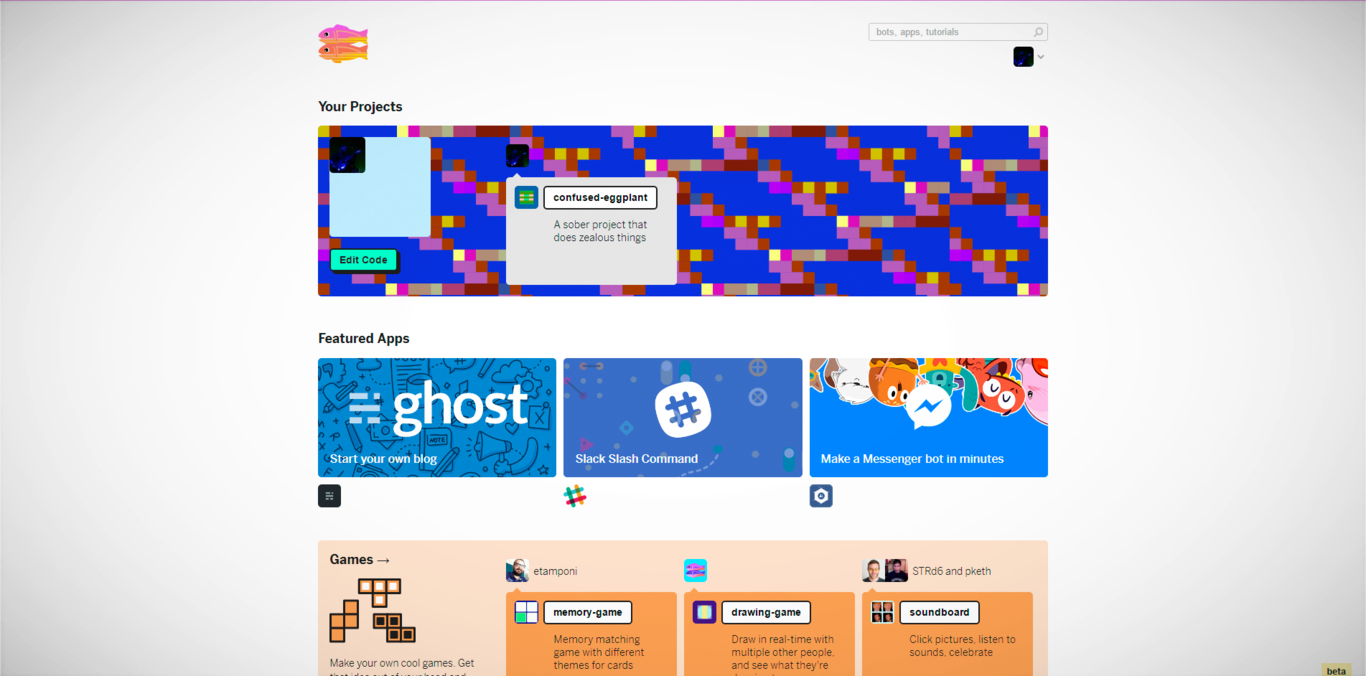 Glitch es una comunidad online donde puedes crear webapps de forma totalmente colaborativa