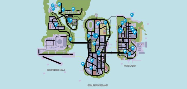 Mapa interactivo de GTA III | Ubicación de todos los coches ...