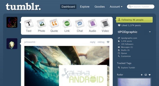 Aplicaciones para gestionar tu tumblelog: Tumblr (1ª parte)