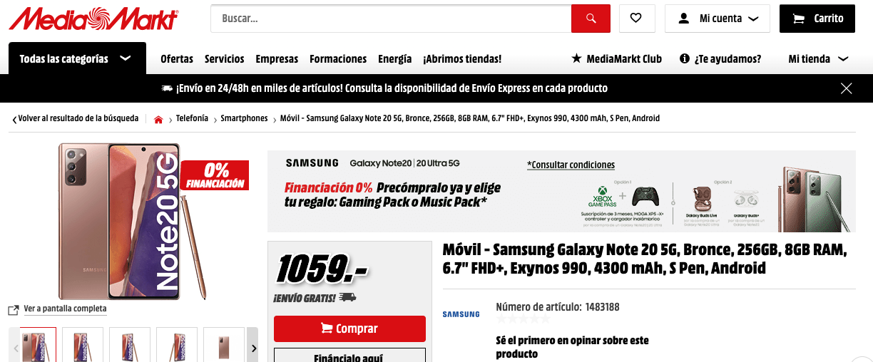 Samsung Galaxy Note 20 y Note 20 Ultra: dónde comprar más barato y al ...