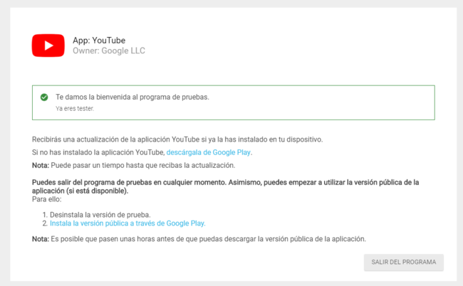 YouTube ya tiene su propia versión beta en Google Play