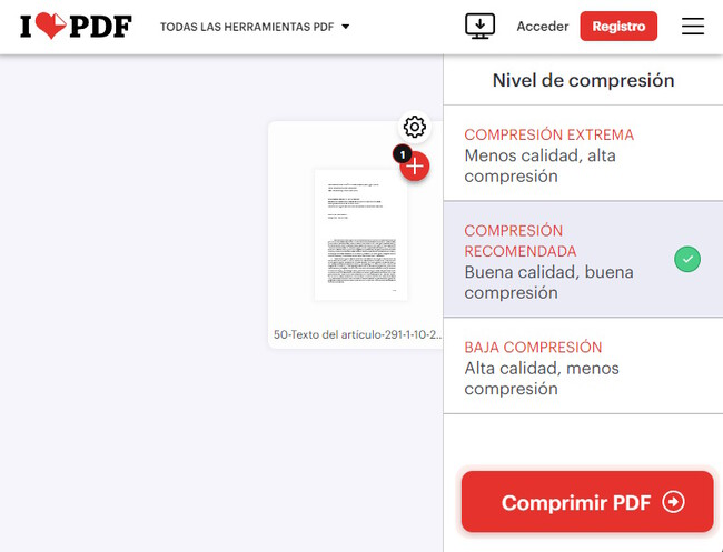 Cómo comprimir un PDF para que ocupe menos
