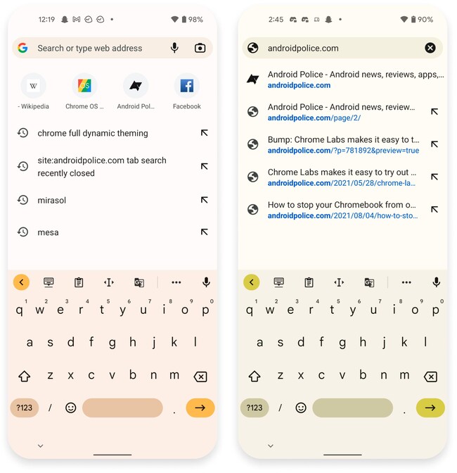 Chrome ya se adapta al diseño dinámico de Android 12 en su versión beta ...