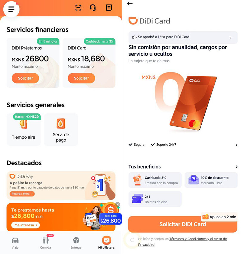 DiDi presenta su tarjeta de crédito en México: con Mastercard, cashback ...
