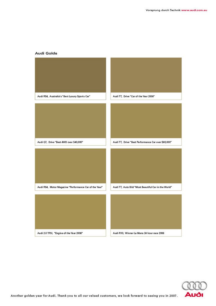 La paleta de colores de Audi