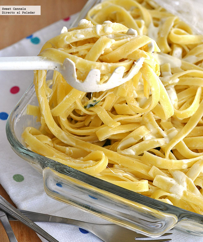 Pasta cremosa con espinacas. Receta
