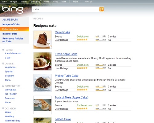 Bing agrega recetas de cocina, búsqueda de enfermedades, y mapas con ...