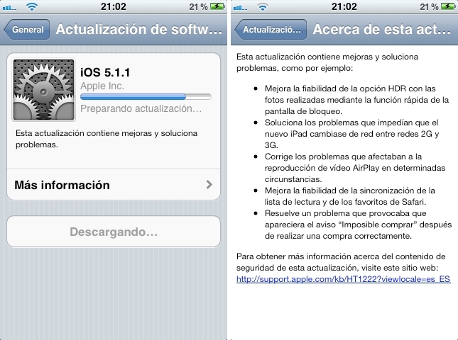Apple publica iOS 5.1.1