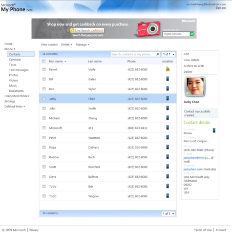 My Phone, servicio de sincronización para móviles de Microsoft